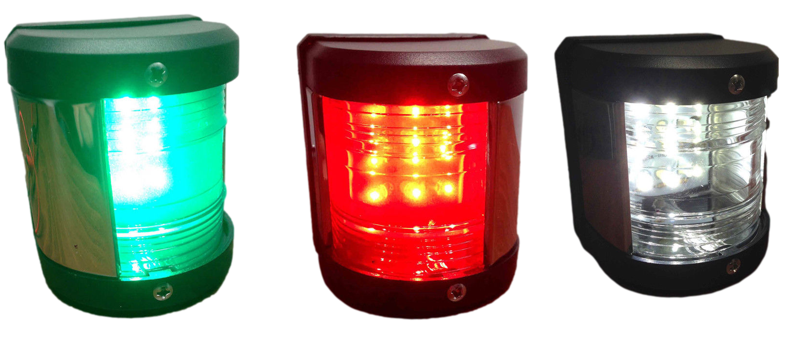 MARINE BOAT GREEN STARBOARD, RED PORT SIDE & STERN LED NAVIGATION LIGH ...