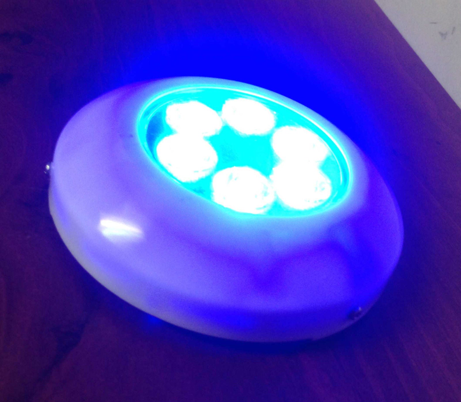 SUPER BRIGHT ROUND POLYMER MARINE BLUE UNDERWATER LIGHT BOAT 6 LED 12W ...