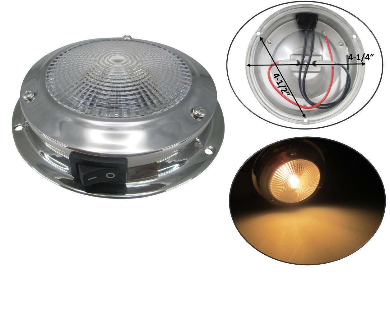 Pactrade Marine Interior Ceiling Dome Light 12V Boat RV Room Cabin Sur