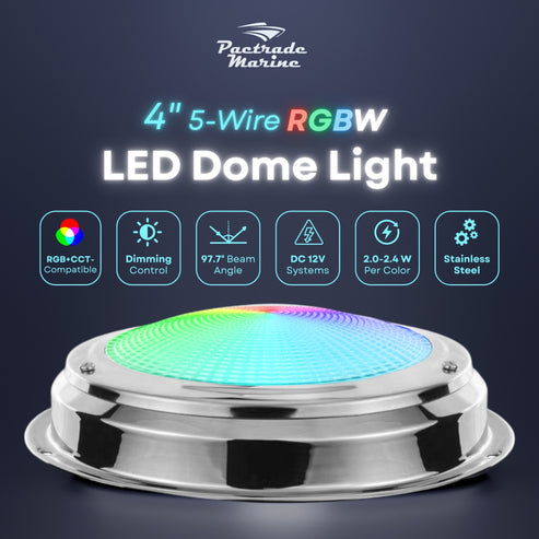 Pactrade Marine LED Dome Light RGBW - 5-Inch, Remote Control Light (5-