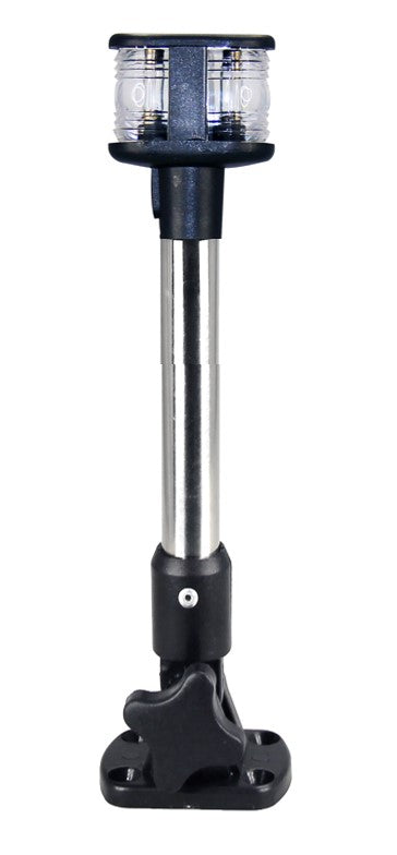 MARINE BOAT FOLDABLE DUAL MOUNT ANCHOR STERN LIGHT ALUMINUM POLE WARM ...
