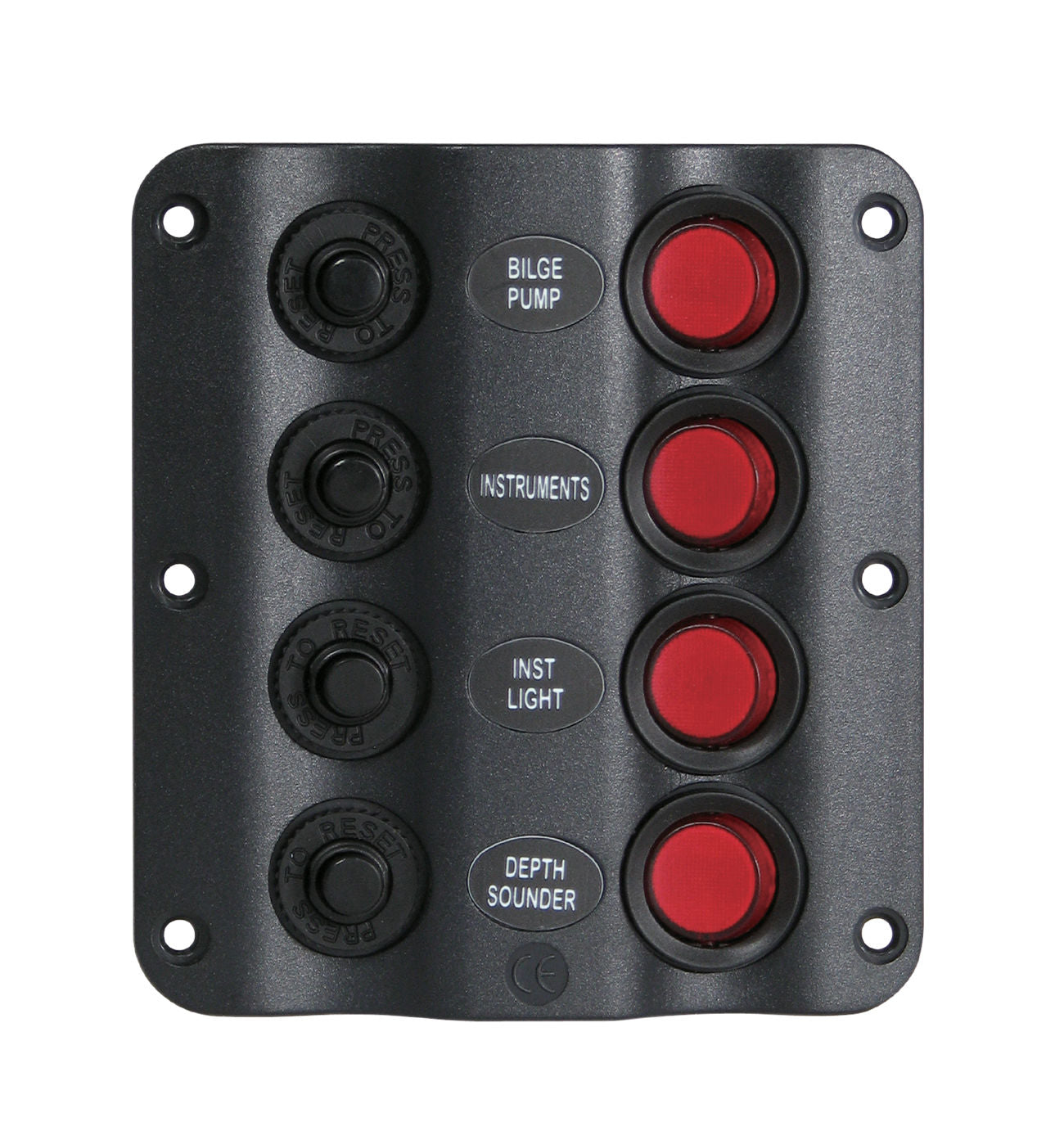 MARINE BOAT SPLASHPROOF WAVE DESIGN SWITCH PANEL UL LED INDICATOR ...