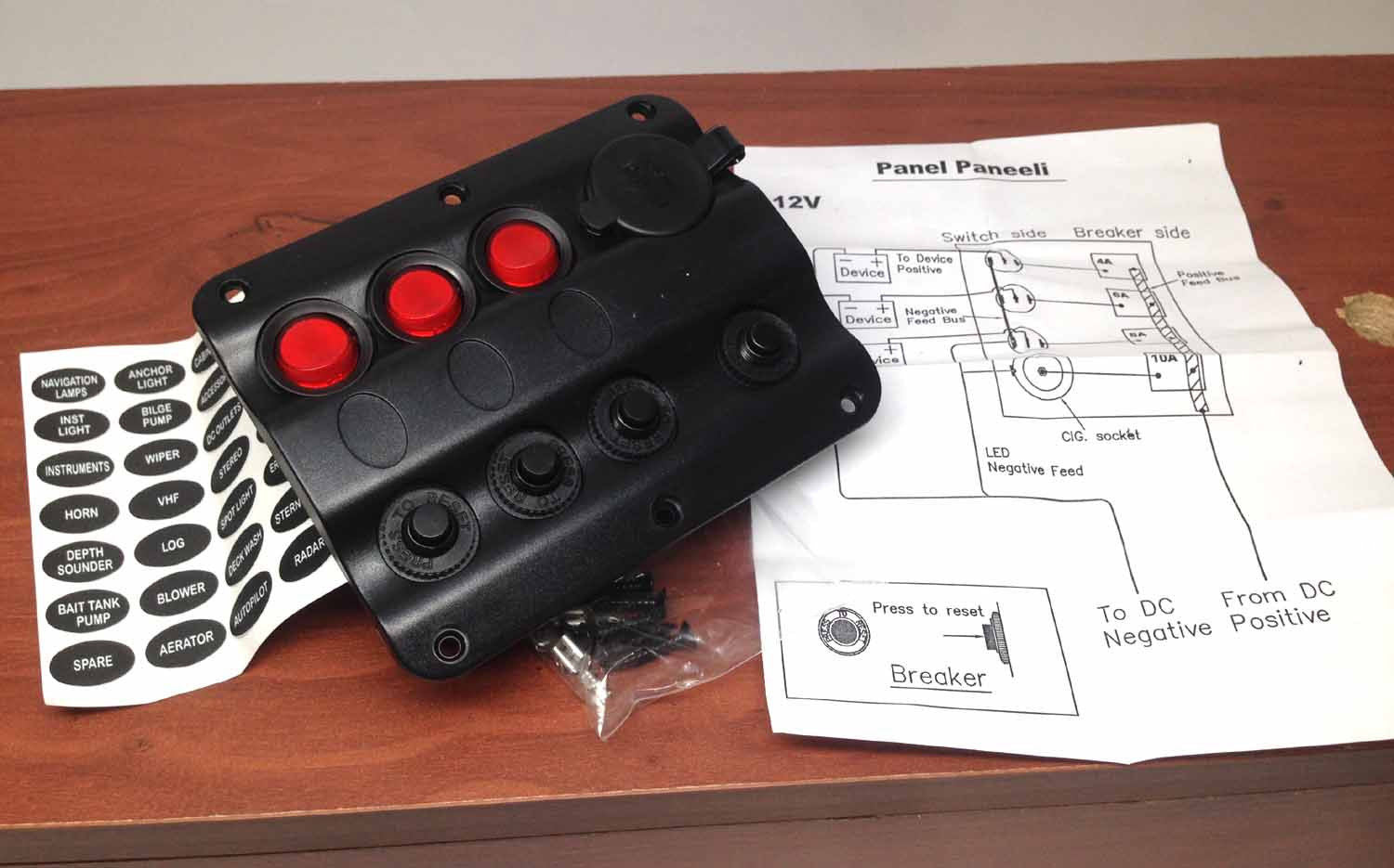 MARINE BOAT SPLASHPROOF 3 GANG SWITCH PANEL WITH SOCKET LED INDICATOR ...