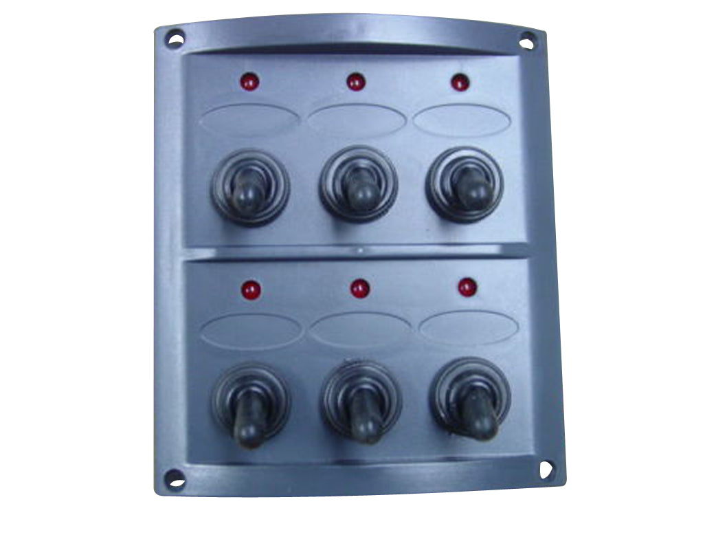 Pactrade Marine Boat 6 Gang Splashproof Switch Panel with Light Indica