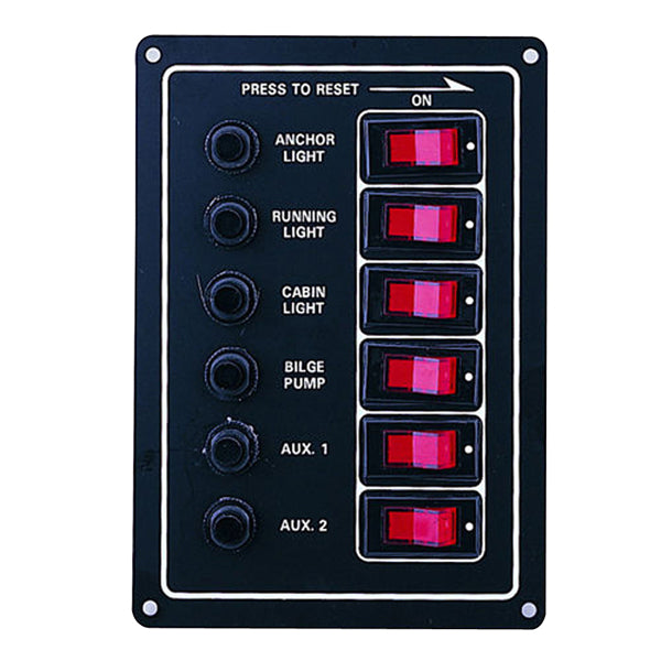 Pactrade Marine 6 Gang Switch Panel with Illuminated Switch 20 Preprin