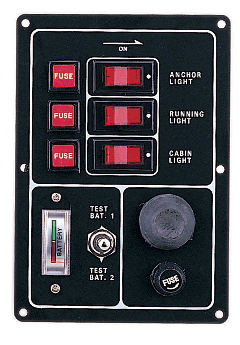 Pactrade Marine Boat Aluminum Switch Panel 3 Gang with Battery Tester