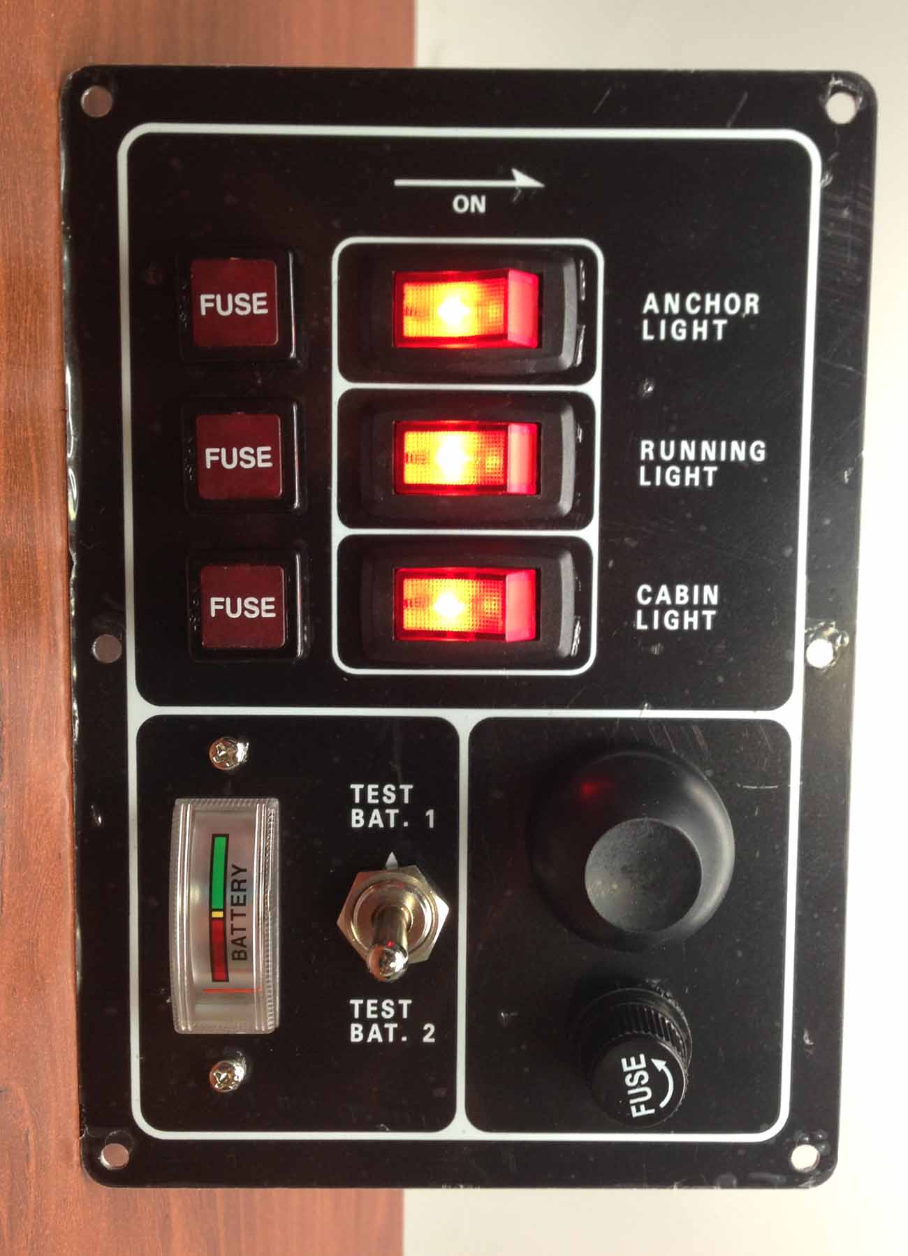 Pactrade Marine Boat Aluminum Switch Panel 3 Gang with Battery Tester