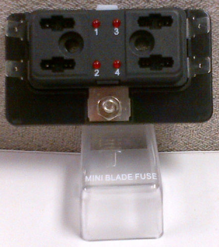 MINI BLADE FUSE BLOCK HOLDER WITH LED INDICATOR MARINE BOAT 4 GANG NEW ...