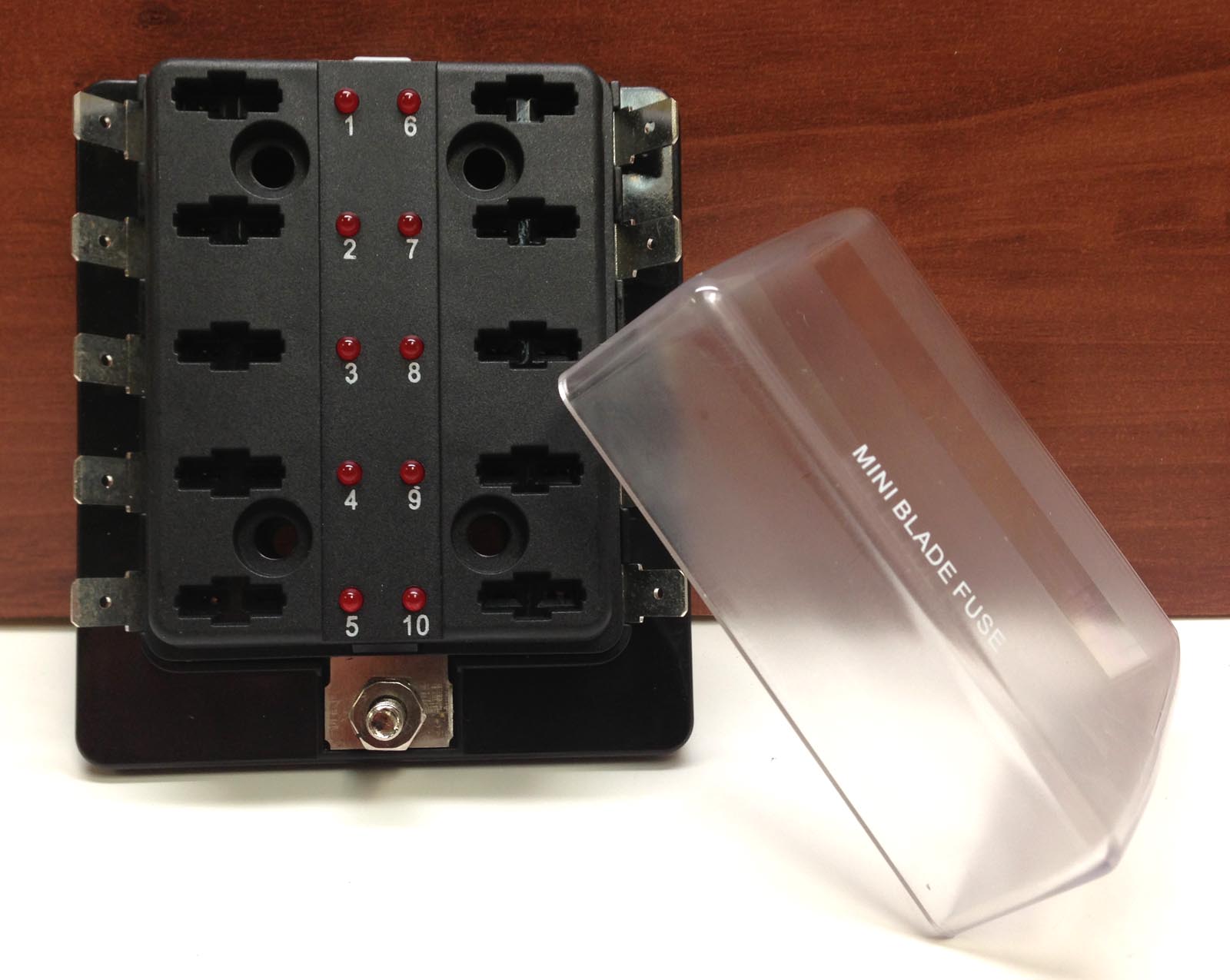 MINI BLADE FUSE BLOCK HOLDER LED INDICATOR MARINE BOAT 10 GANG US PATE ...