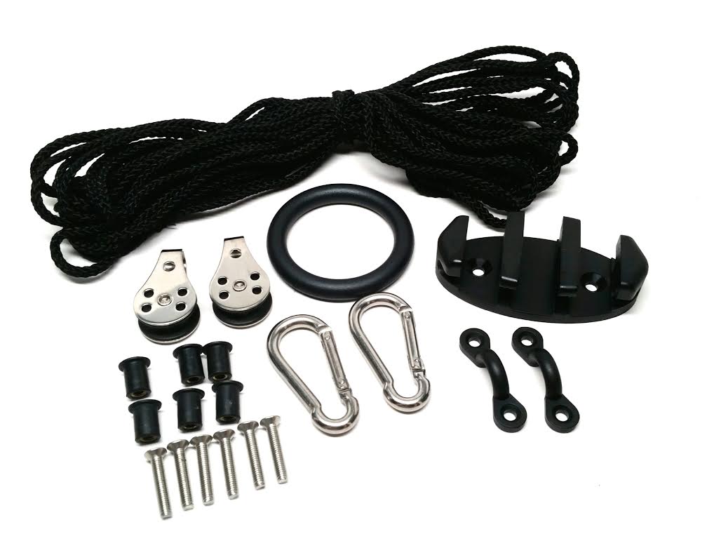 PactradeMarine Kayak Anchor Trolley Kit Rope Cleat Pulley Block Riggin ...