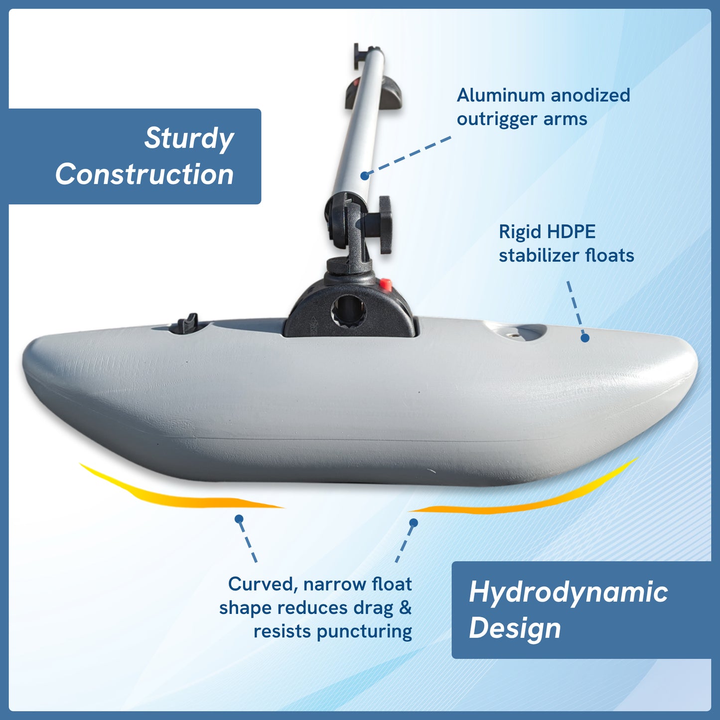 Pactrade Marine Kayak Outriggers/Stabilizers System - Solid HDPE Float