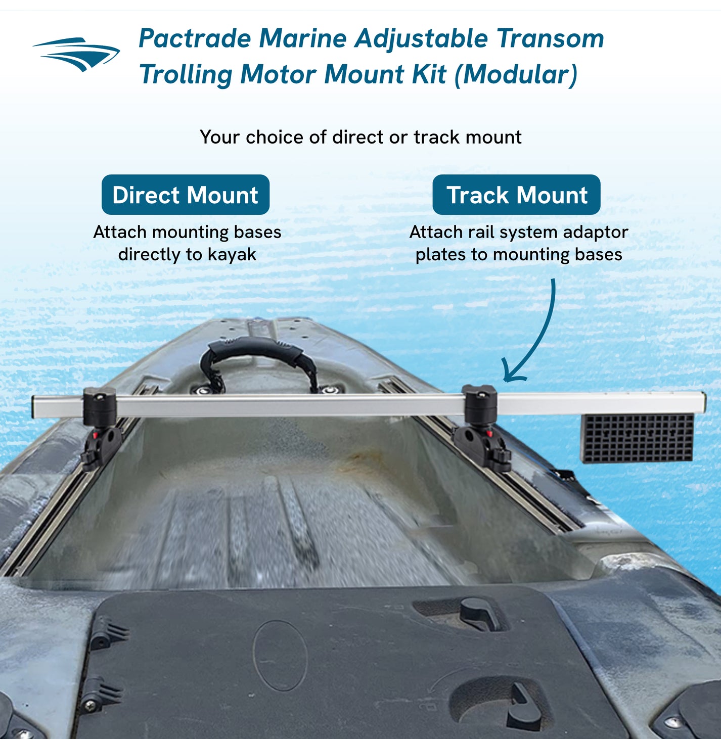Pactrade Marine Trolling Motor Mount for Kayak & Canoe - Adjustable Tr