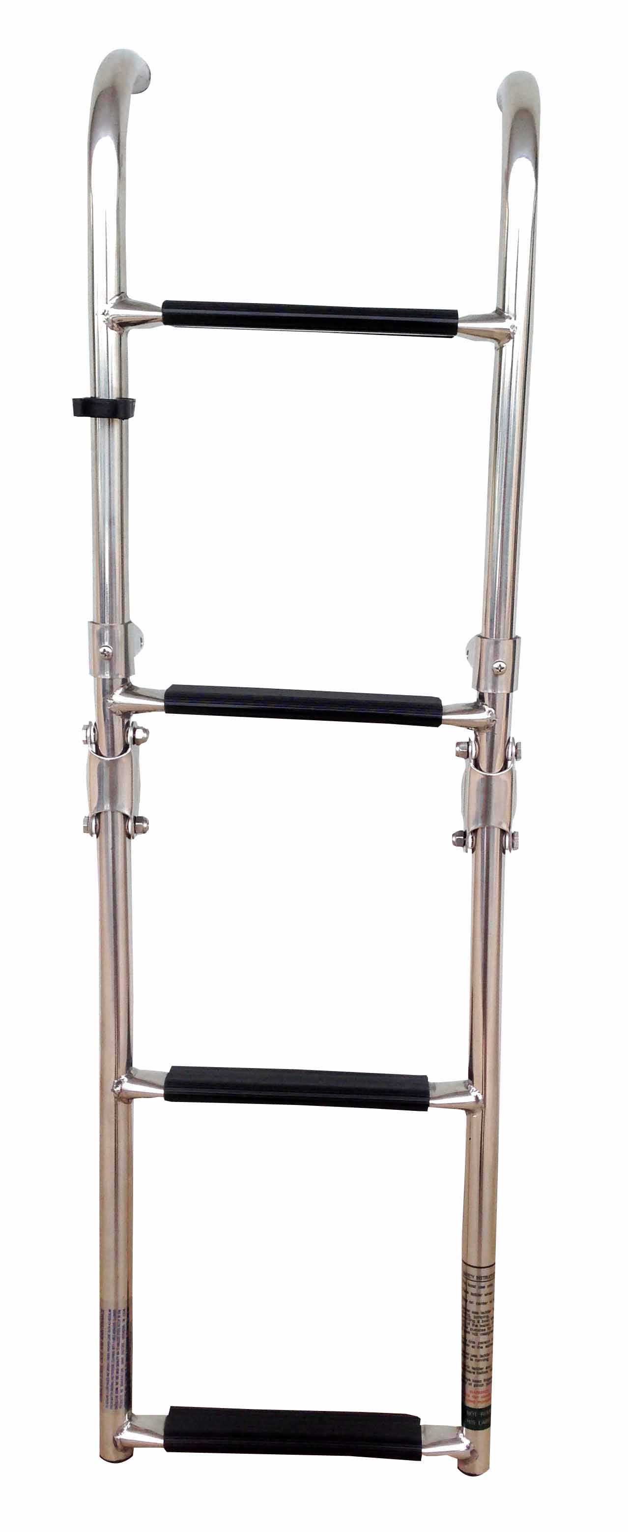 MARINE BOAT FOLDABLE STAINLESS STEEL 4 STEPS LADDERS STERN MOUNT W RUB ...