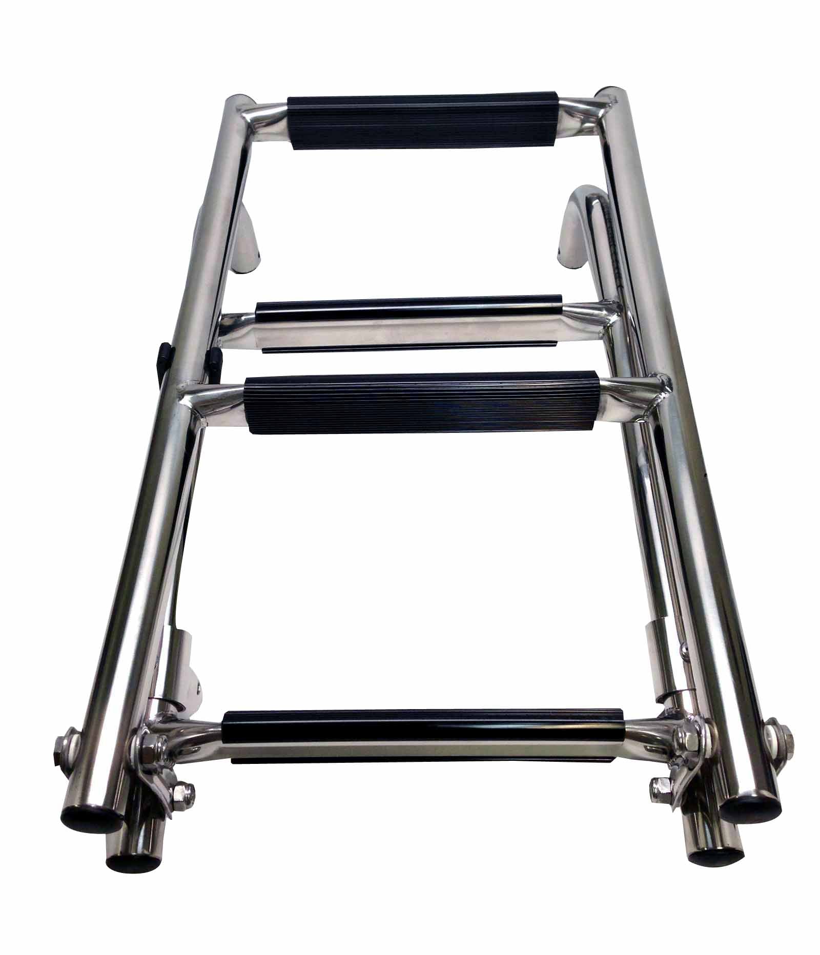 MARINE BOAT FOLDABLE STAINLESS STEEL 4 STEPS LADDERS STERN MOUNT W RUB ...