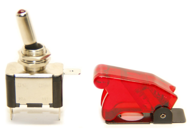 Pactrade Marine Red LED Dot Toggle Switch, Red Safety Switch Flip Cap